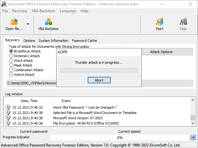 Advanced Office Password Recovery | Elcomsoft Co.Ltd.
